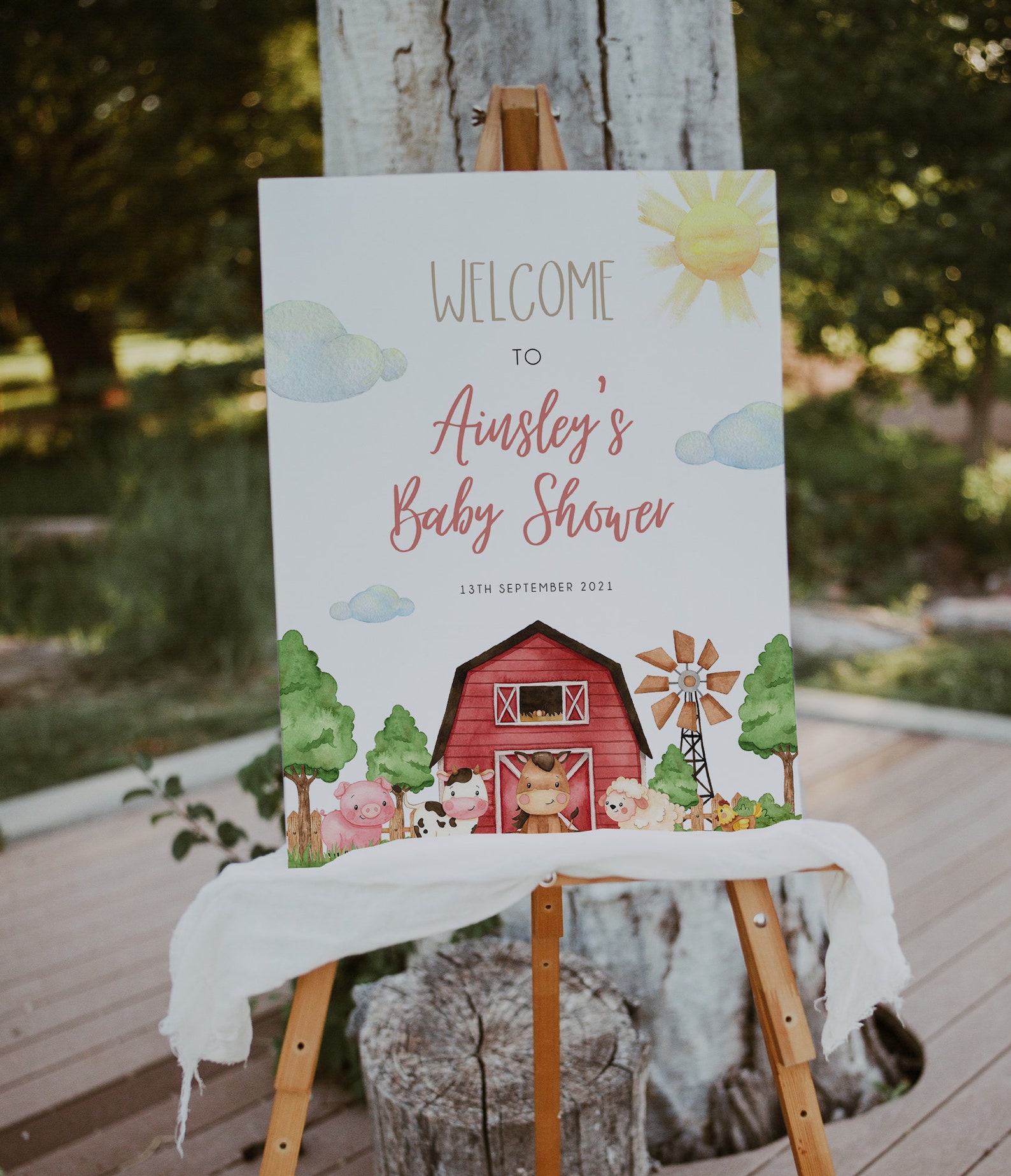 Farm Welcome Baby Shower Sign, Editable Welcome Sign, Barnyard Baby ...
