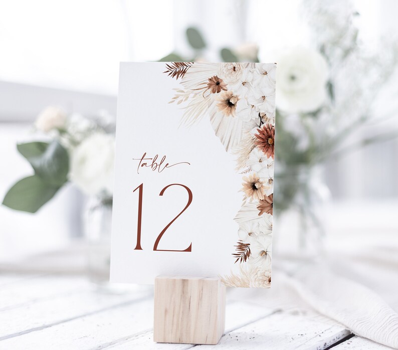 Boho Floral Table Numbers Template, Bohemian Wedding Table Numbers ...