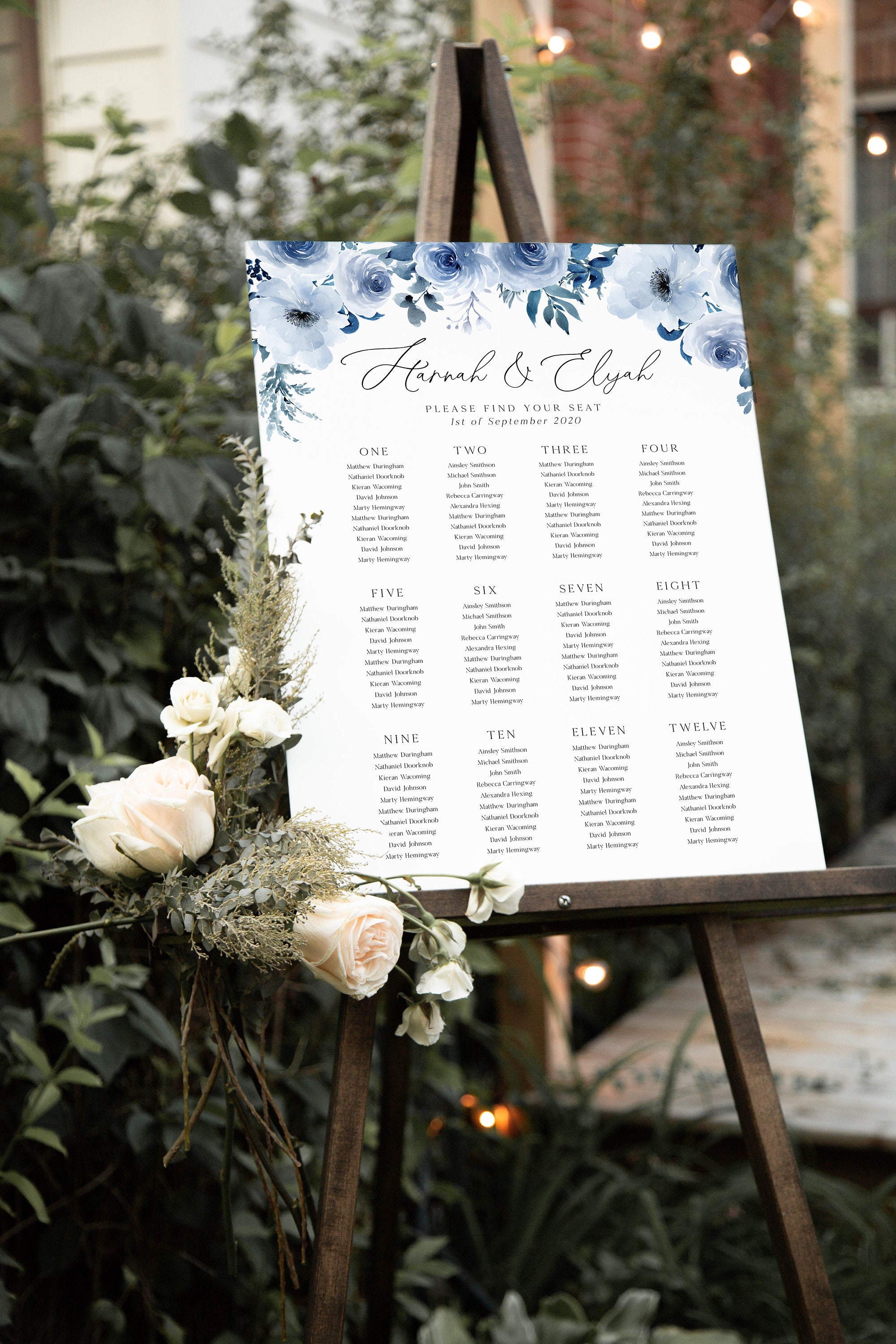 Dusty Blue Wedding Seating Chart Wedding Seats Plan Blue | Etsy