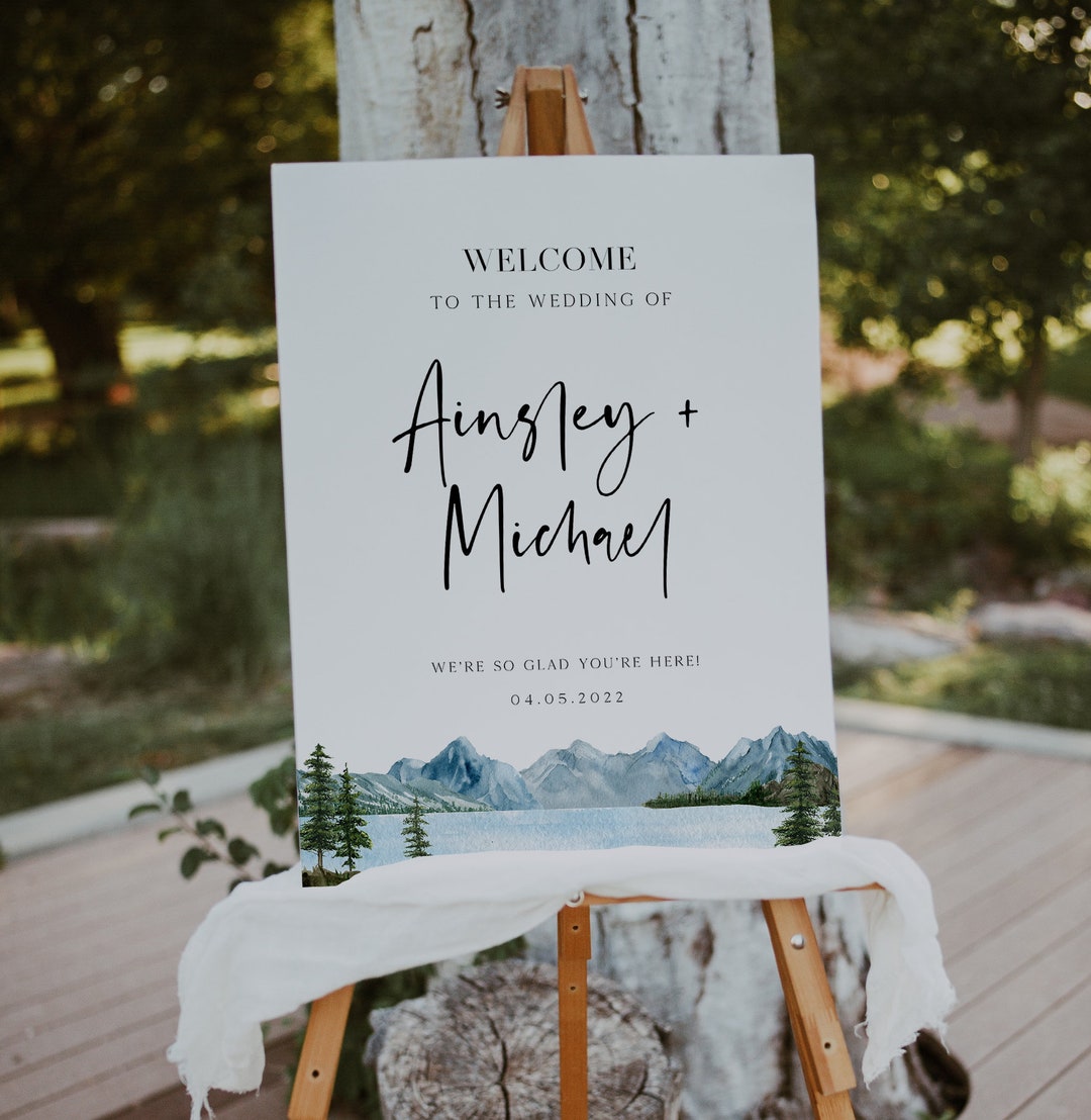 Mountain Welcome Wedding Sign Template, Lake Wedding Welcome Sign ...