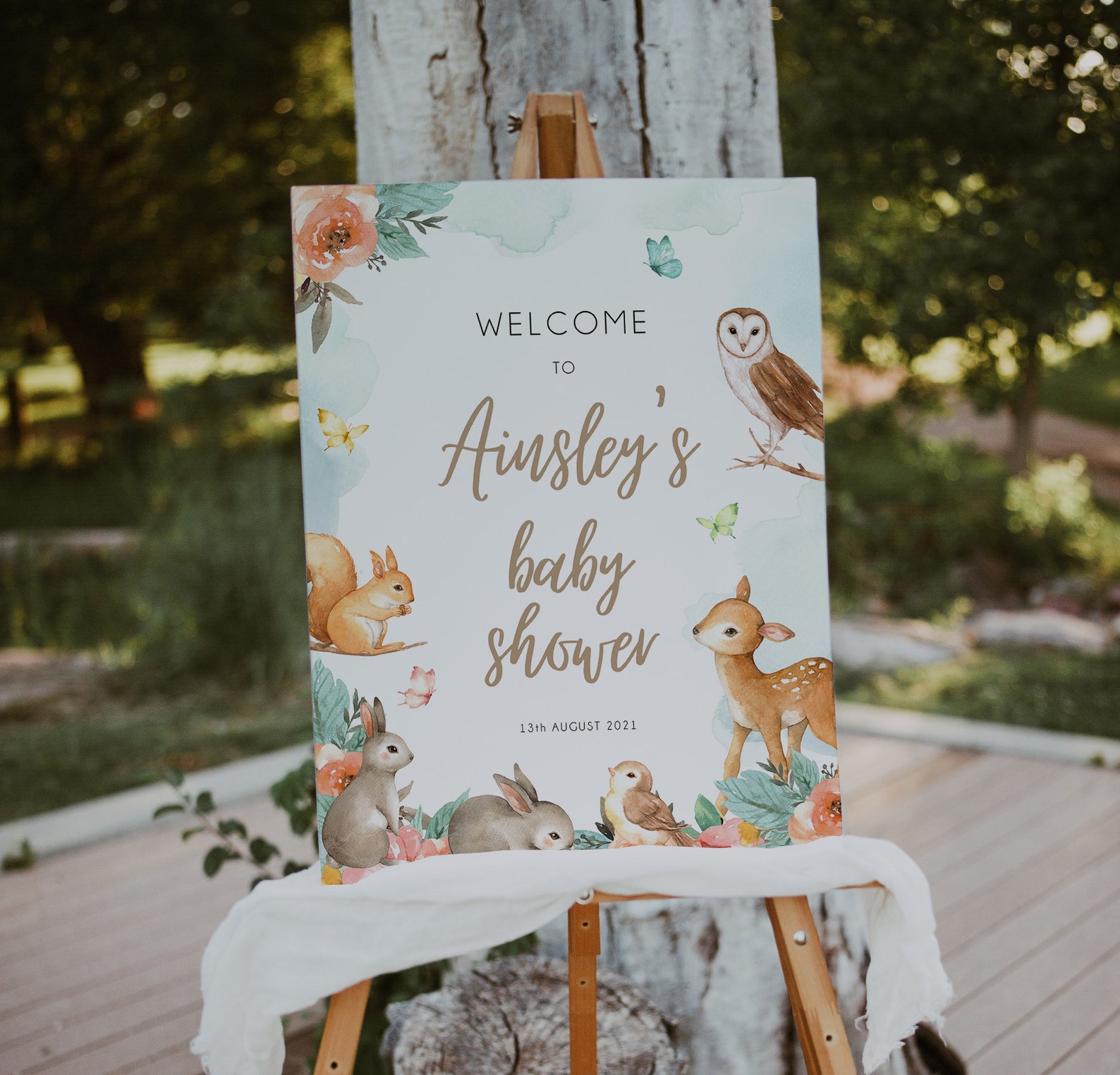 Woodland Welcome Sign Woodland Animals Baby Shower Sign - Etsy