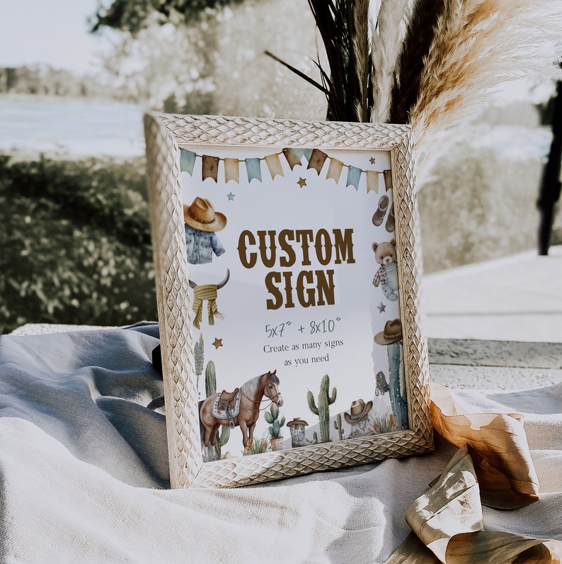First Rodeo Custom Sign Template, Western Themed Editable Sign, Cowboy ...