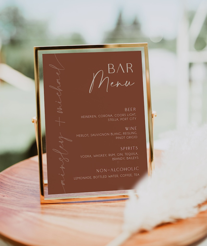 Boho Bar Menu Terracotta Wedding Editable Sign Template - Etsy