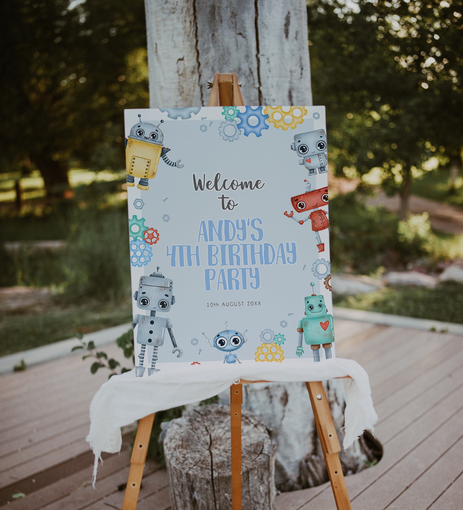Robot Themed Birthday Welcome Sign Template Robot Birthday | Etsy