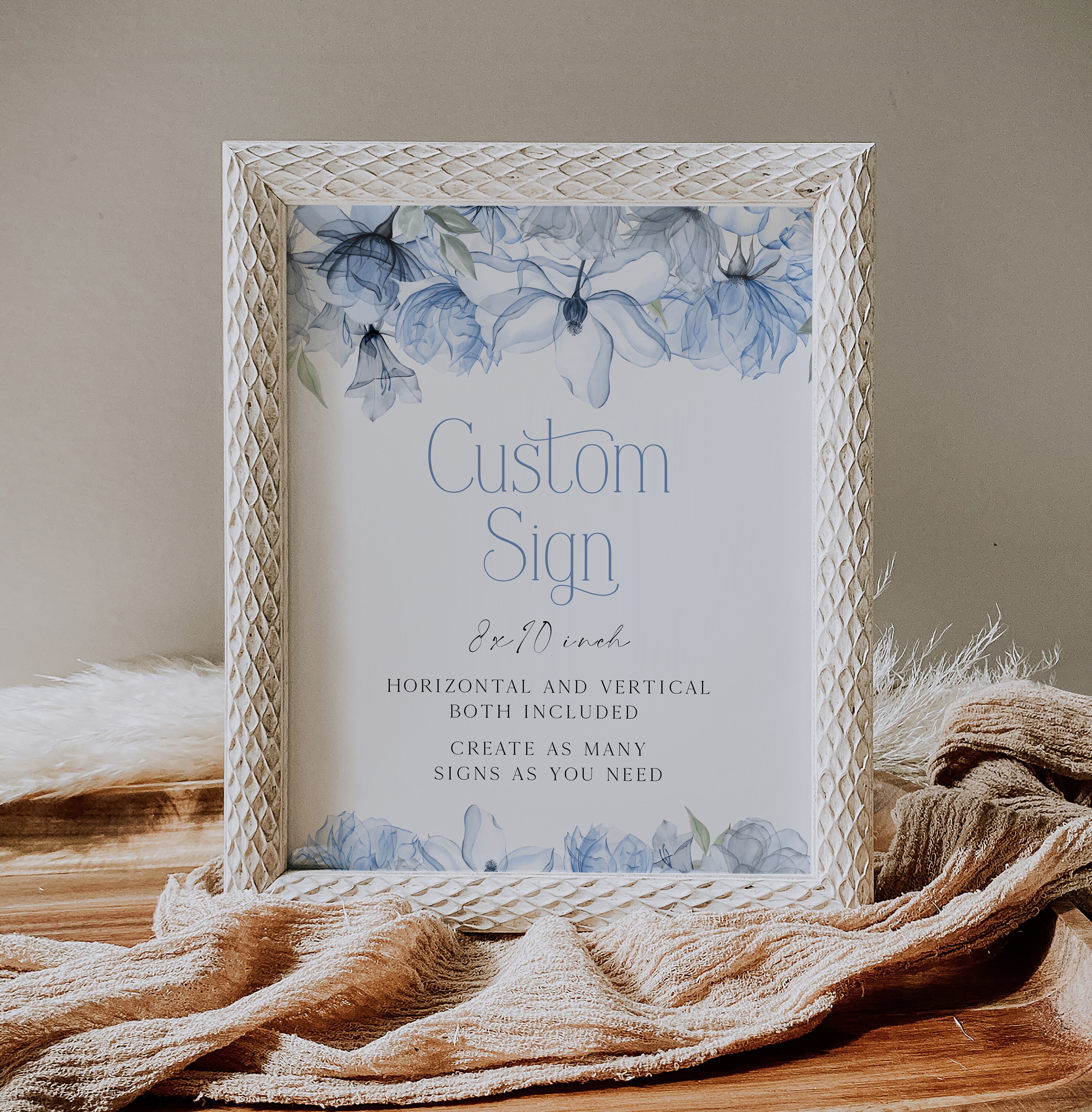 Dusty Blue Custom Sign Template Bohemian Personalised Sign - Etsy
