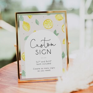 Lemon Custom Sign Template, Editable Sign Template, Citrus Bridal ...