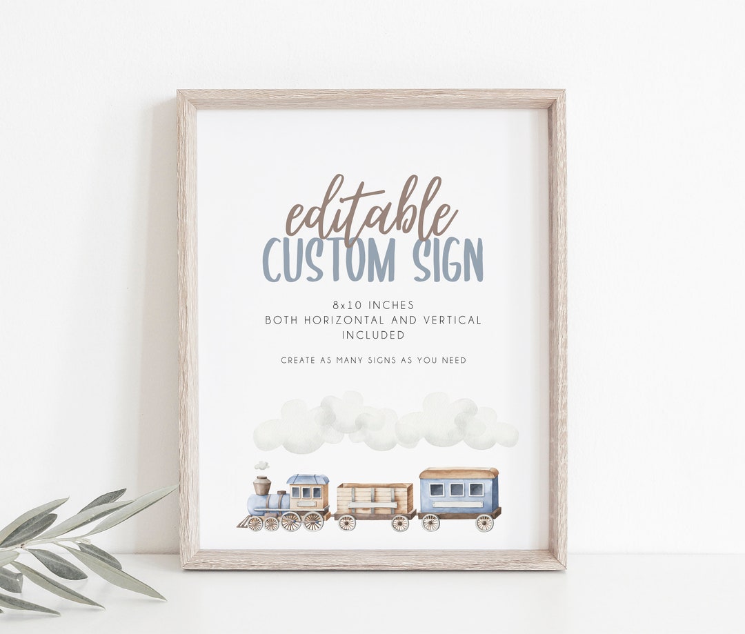 Train Editable Custom Sign Template, Chugga Two Two Boy Train Birthday ...