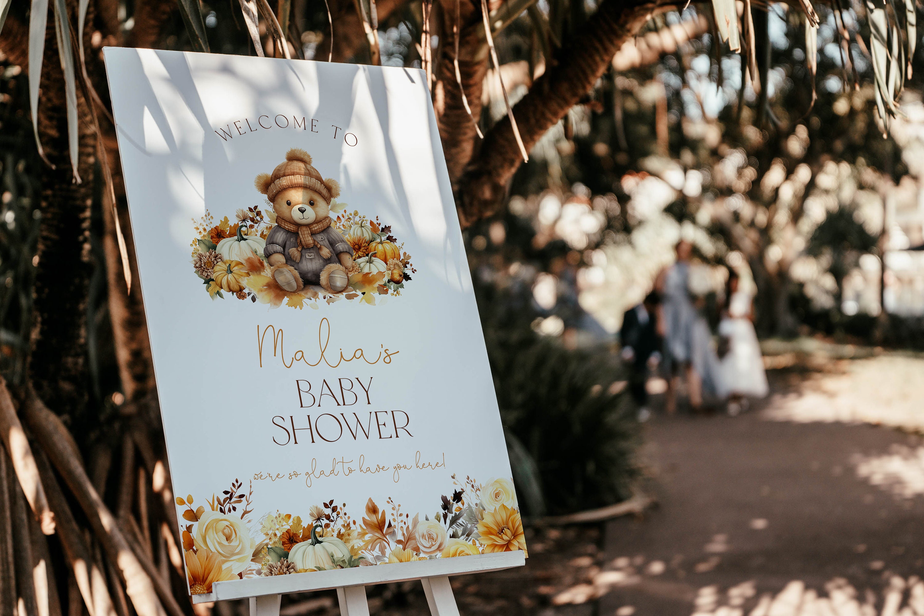Fall Baby Shower Welcome Sign Template, Autumn Bear Baby Shower Welcome ...