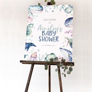 Ocean & Sea Welcome Sign Editable Template, Ocean Baby Shower Welcome ...