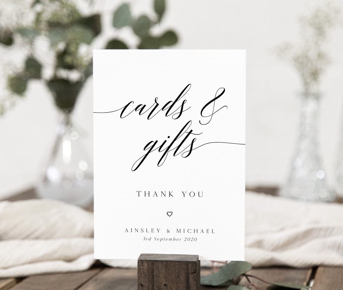 Rustic Cards & Gifts Wedding Sign Template Editable Sign - Etsy
