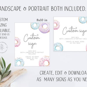 Donut Custom Sign Editable Sign template Donut Baby Shower | Etsy