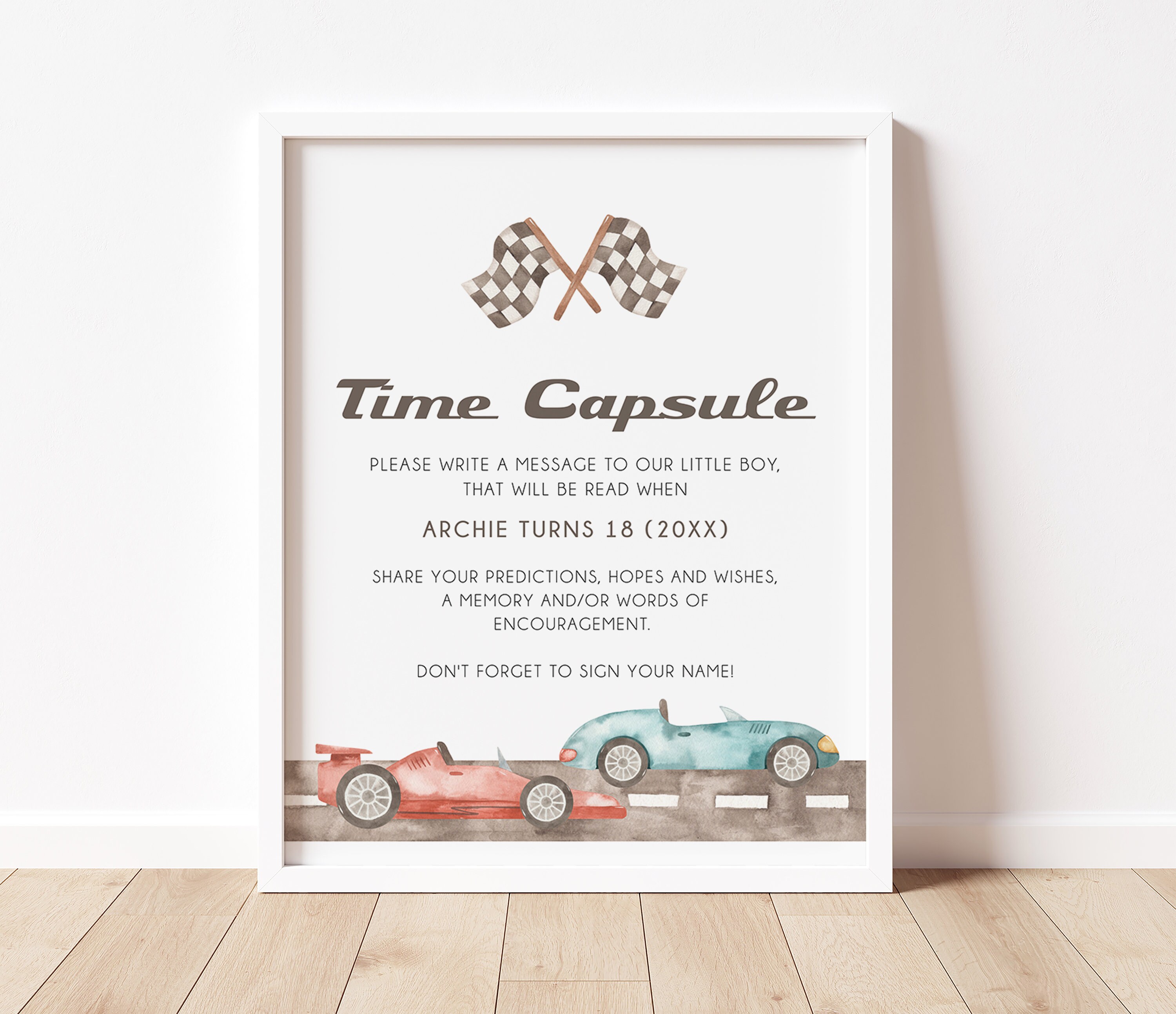 Race Car Time Capsule Sign Template Race Car Birthday Sign - Etsy