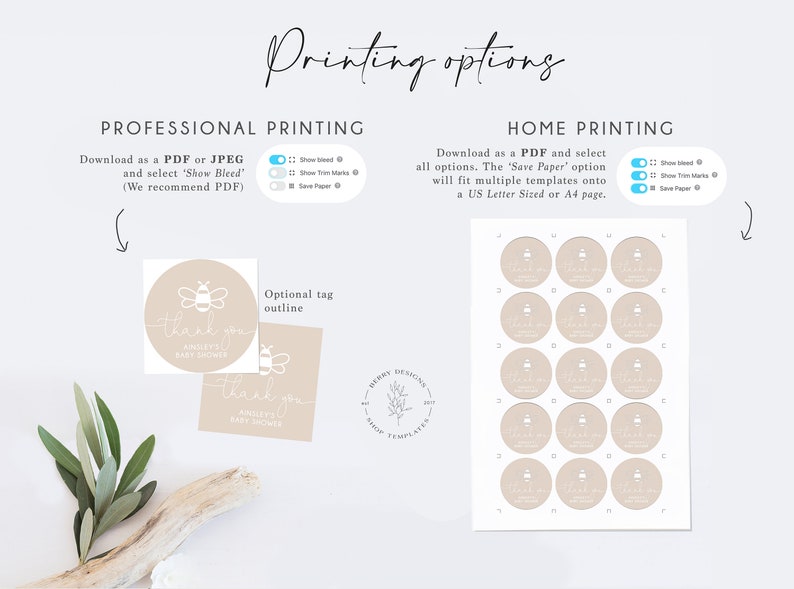 Bee Round Thank You Gift Tag Template Circle Thank You - Etsy