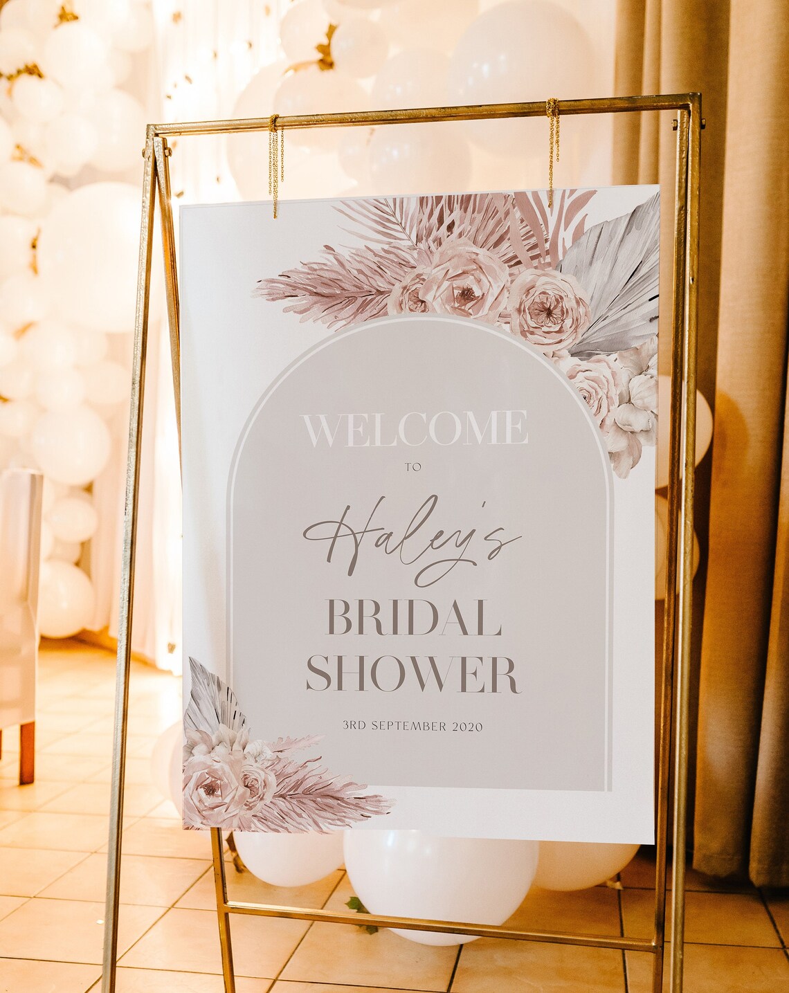 Boho Arch Bridal Shower Welcome Sign Beige Blush Floral - Etsy