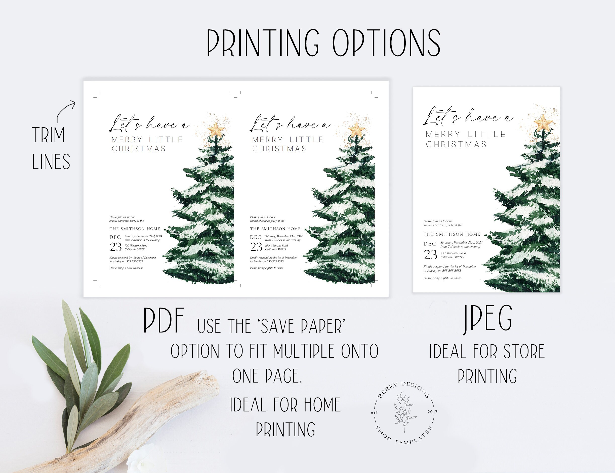 Holiday Christmas Party Invitation, Christmas Tree Invitation ...