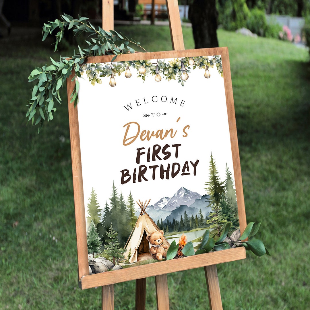 One Happy Camper Welcome Sign Template, Camp Themed Birthday Welcome ...