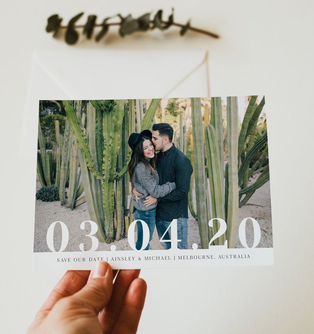 Modern Minimal Photo Save the Date Editable Template, Printable Save ...