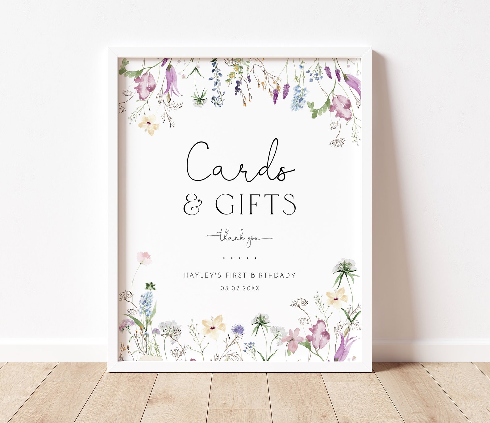 Wildflower Cards & Gifts Sign Template Floral Girl 1st - Etsy