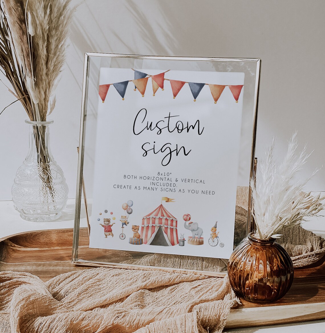 Circus Custom Sign Template, Circus Birthday Party Editable Sign ...