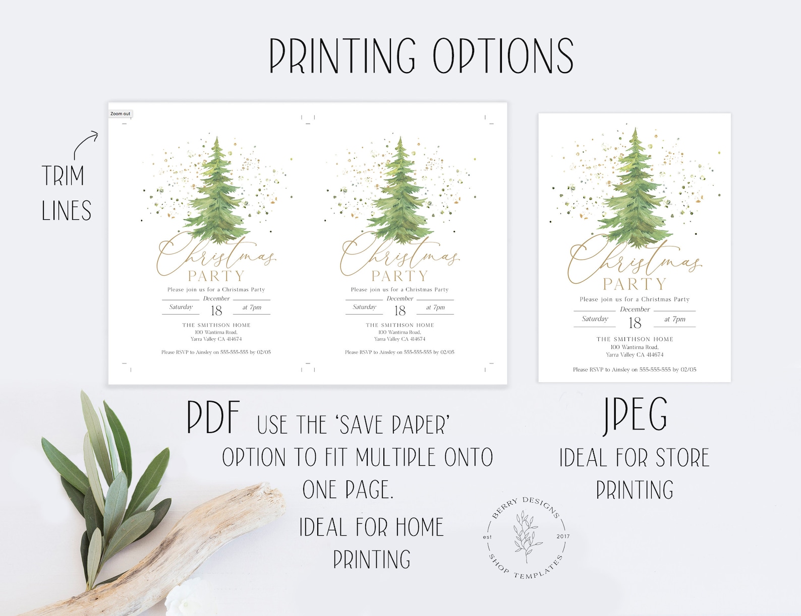 Holiday Christmas Party Invitation Christmas Tree Invitation - Etsy