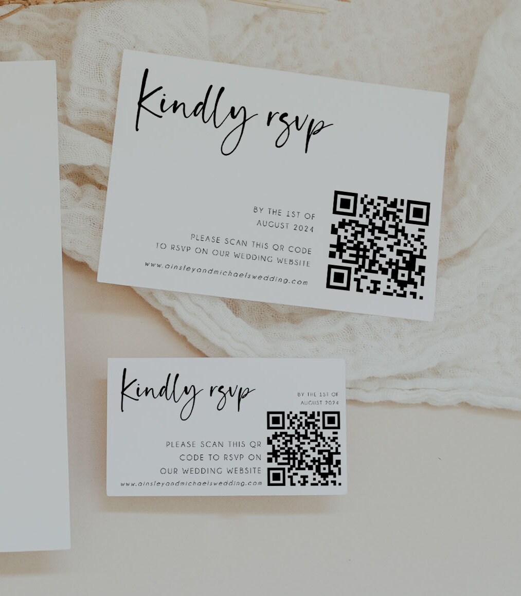 Modern QR Code Wedding RSVP Card, Online Reply Card Template ...