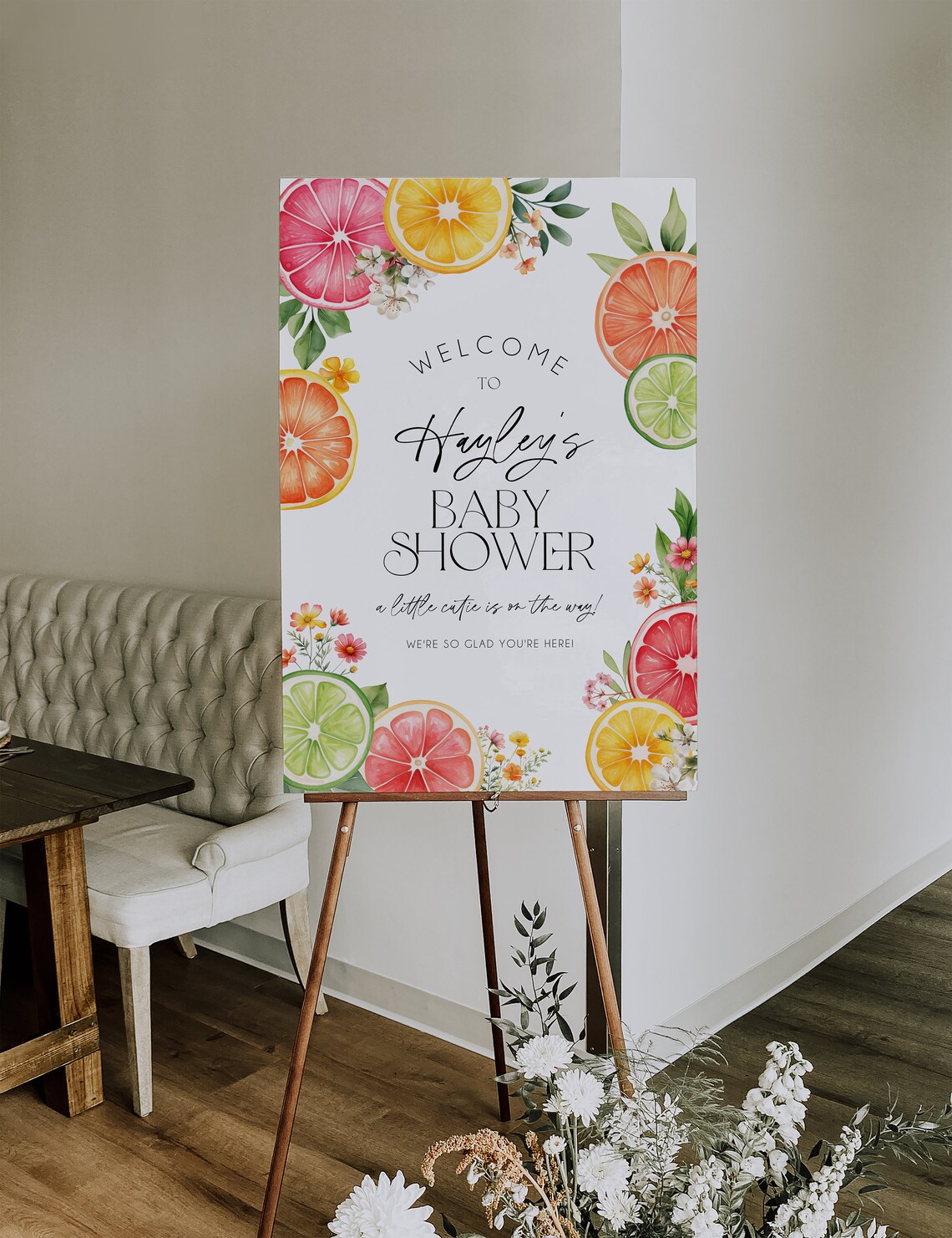 Citrus Welcome Baby Shower Sign, Citrus Baby Shower Editable Welcome ...