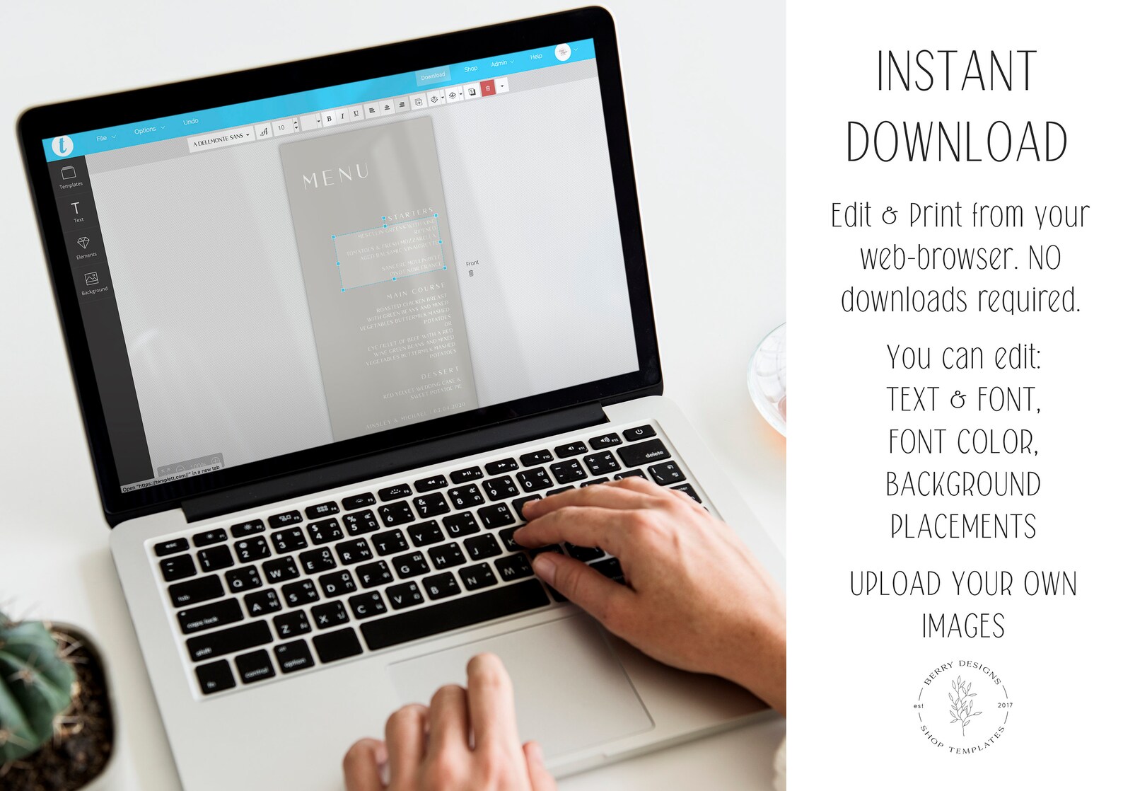 Minimalist Beige Menu Editable Template Modern Wedding Menu - Etsy