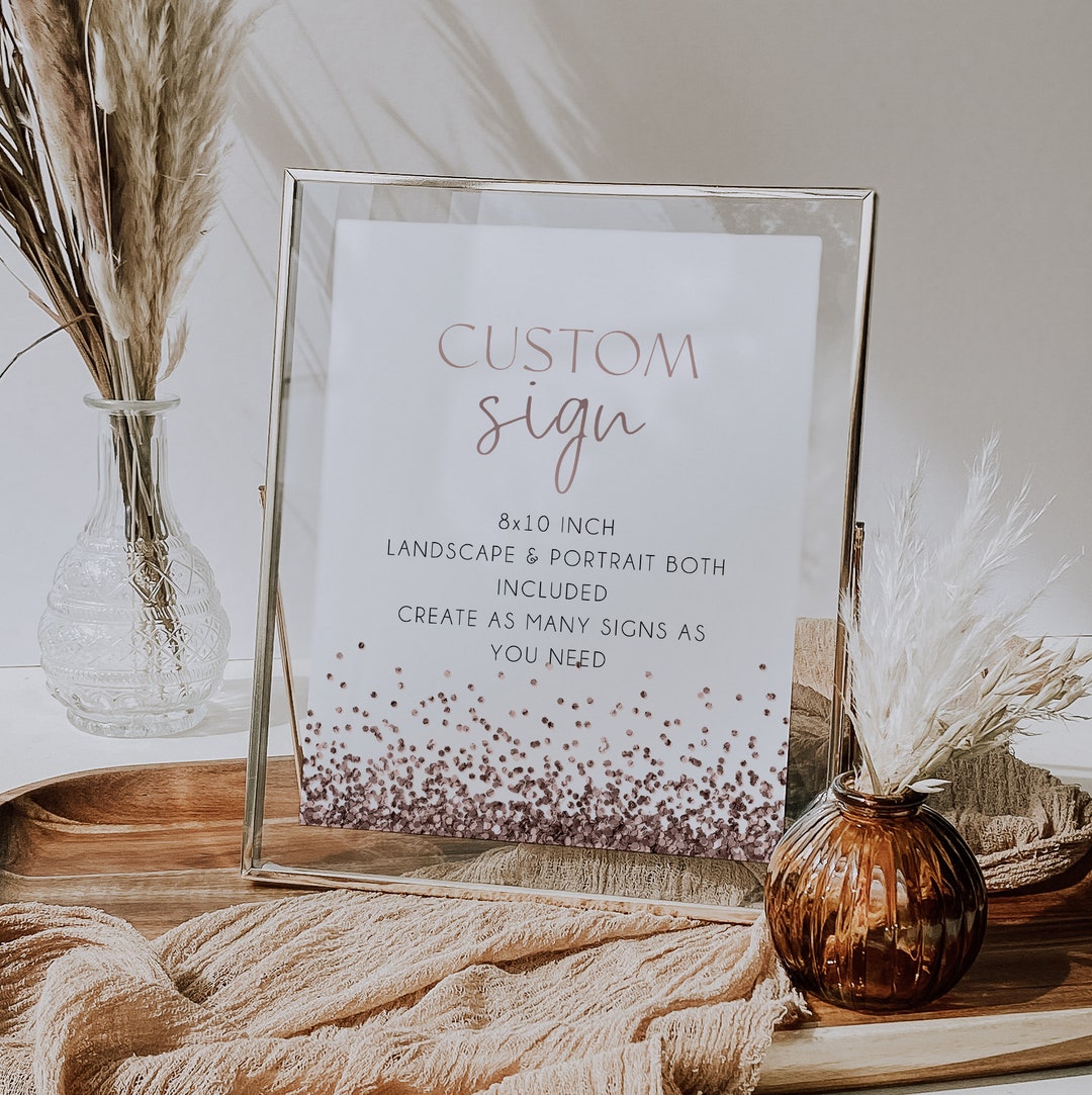 Rose Gold Custom Sign Template, Create Your Own Signs, Blush Bridal ...