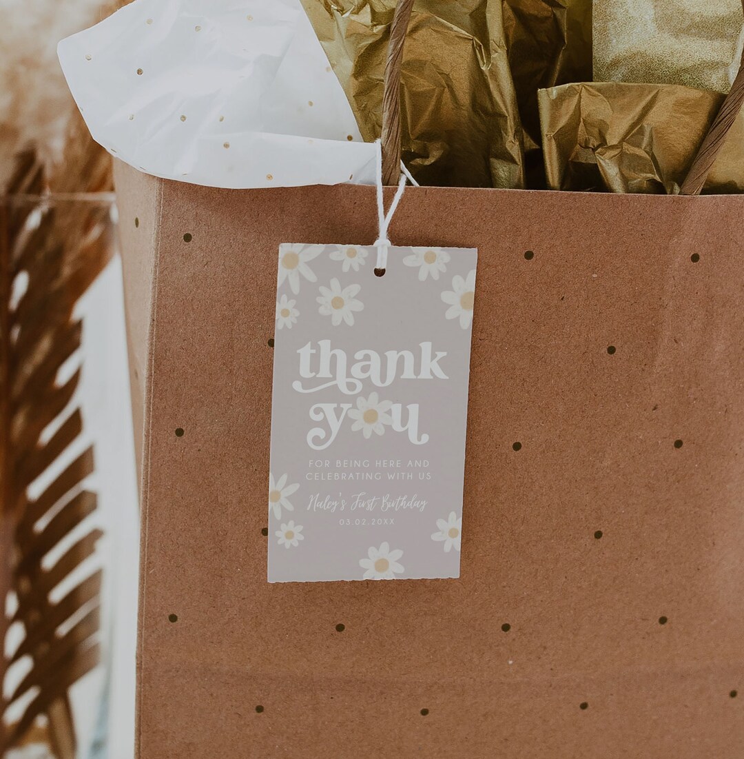Daisy Thank You Gift Tag Template, Bohemian Daisy Favors Tag, Daisy ...