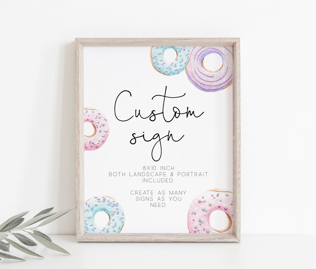 Donut Custom Sign, Editable Sign Template, Donut Baby Shower Sign ...