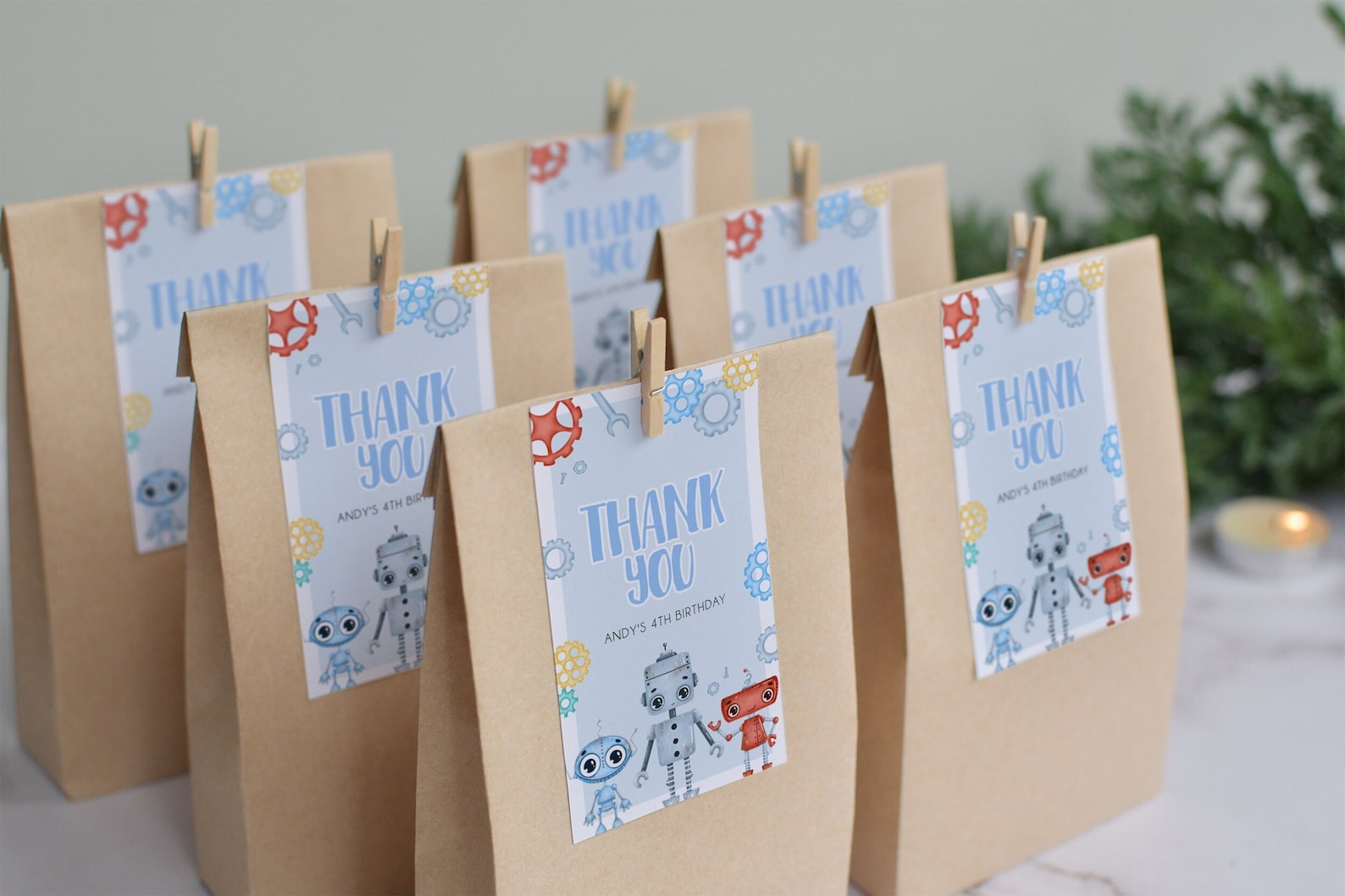 Robot Thank You Gift Tag, Robot Birthday Party Favors, Robot Themed ...