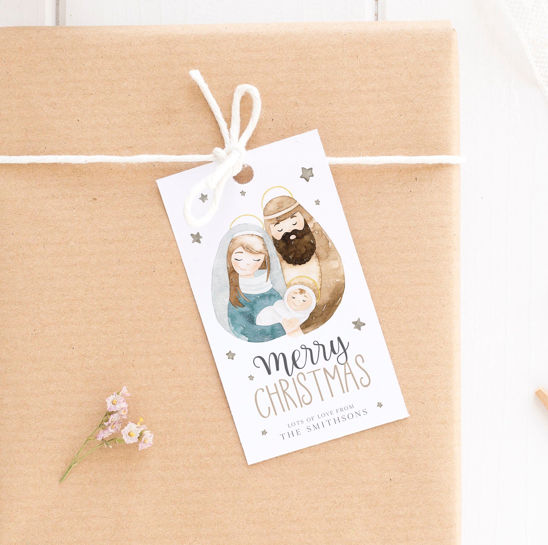 Nativity Christmas Gift Tag Editable Christmas Favors Tag - Etsy
