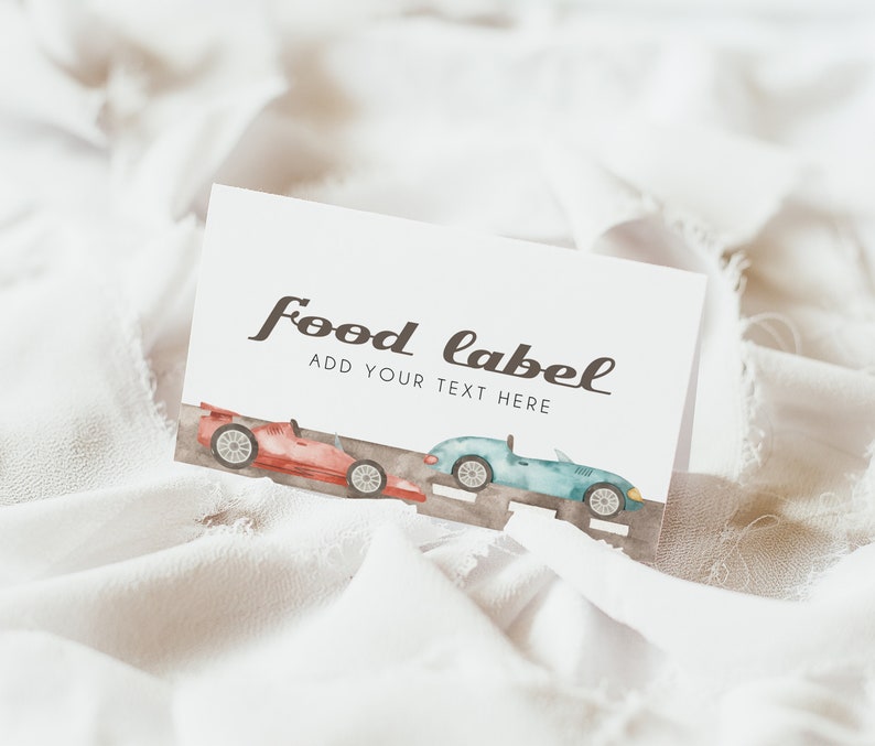 Race Car Editable Food Label Card Template Car Themed - Etsy