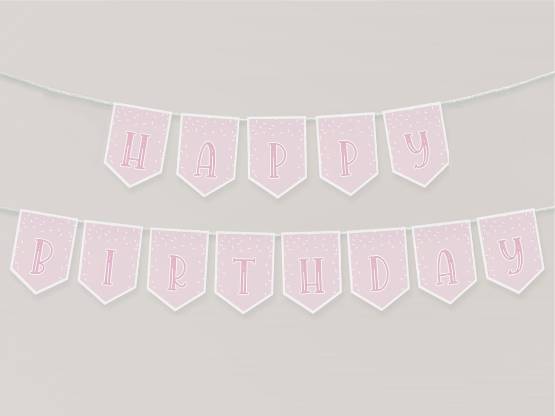 Pink Happy Birthday Banner, Editable Pink Happy Birthday Sign ...