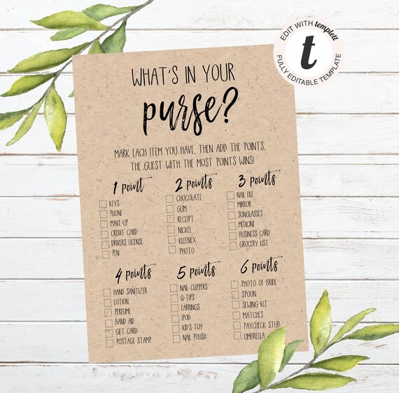 Purse Game Printable Template OMG, These Free Printable "What's In