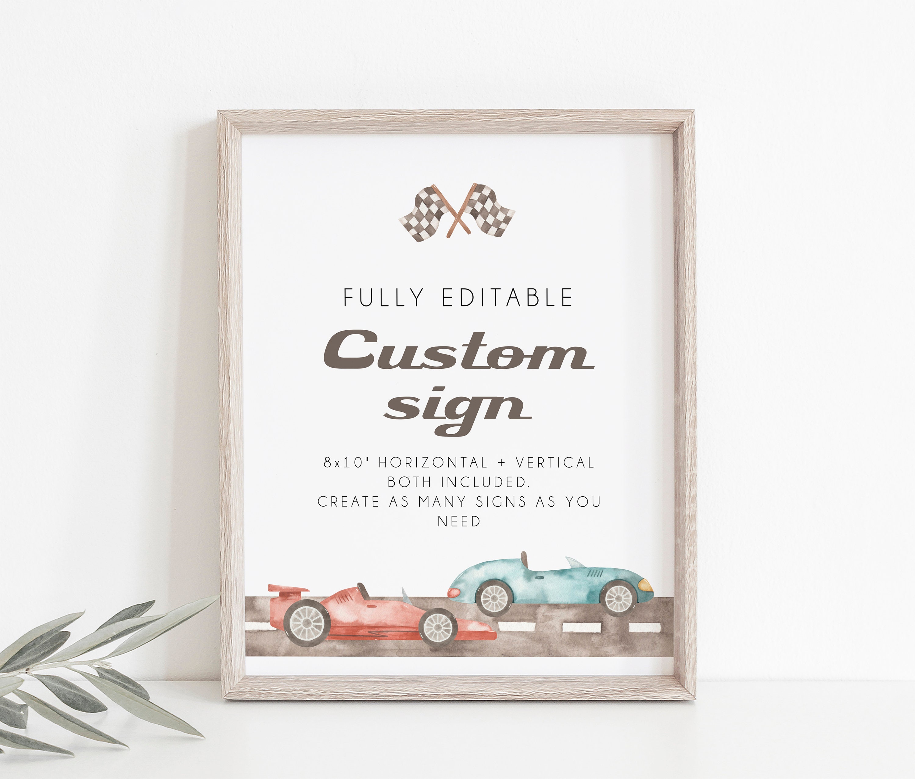 Race Car Custom Sign Template Race Car Birthday Party Sign - Etsy