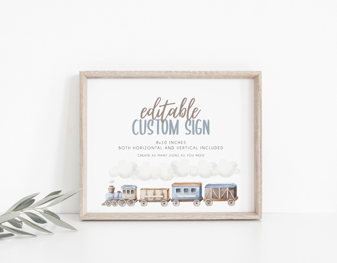 Train Editable Custom Sign Template Chugga Two Two Boy Train - Etsy
