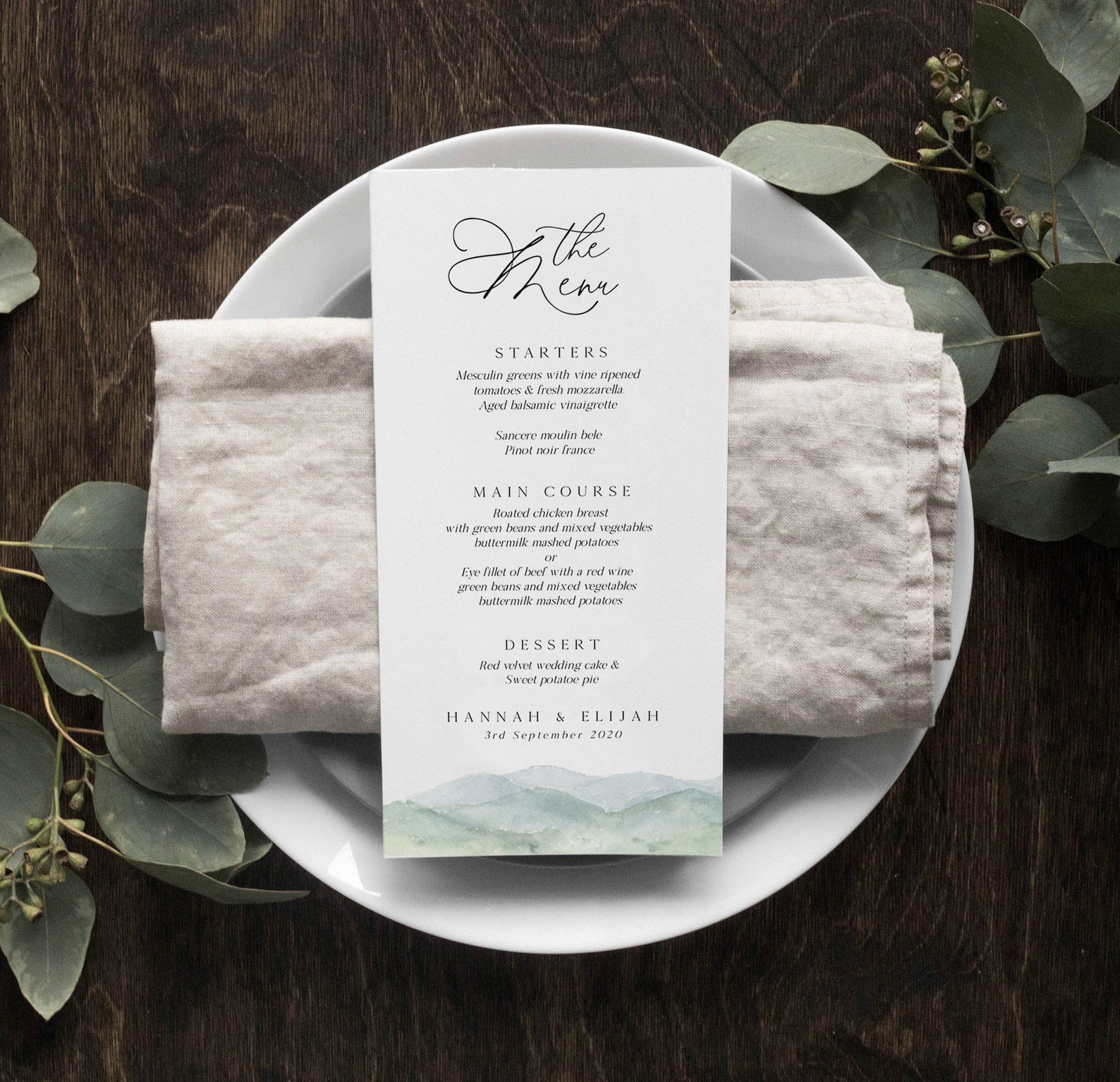 Vineyard Wedding Menu Editable Template, Winery Wedding Menu, Instant ...