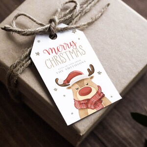 Deer Merry Christmas Tag, Editable Christmas Gift Tag Template, Instant ...