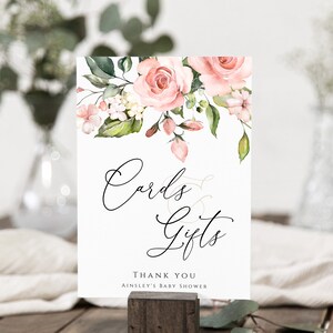 Blush Cards & Gifts Sign Editable Template, Bohemian Bridal Shower Sign ...