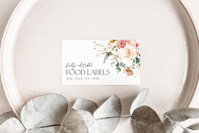Wildflower Editable Food Label Card Template Bohemian Garden - Etsy
