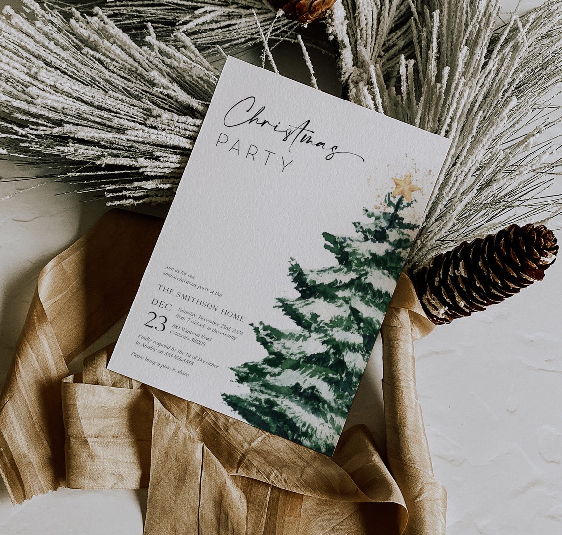 Holiday Christmas Party Invitation Christmas Tree Invitation - Etsy