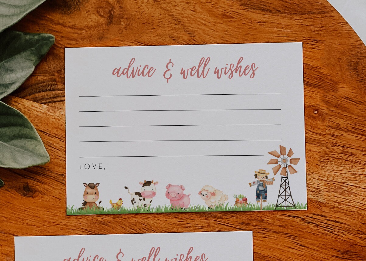 Farm Baby Advice Sign, Farm Animals Baby Shower Editable Sign, Instant ...