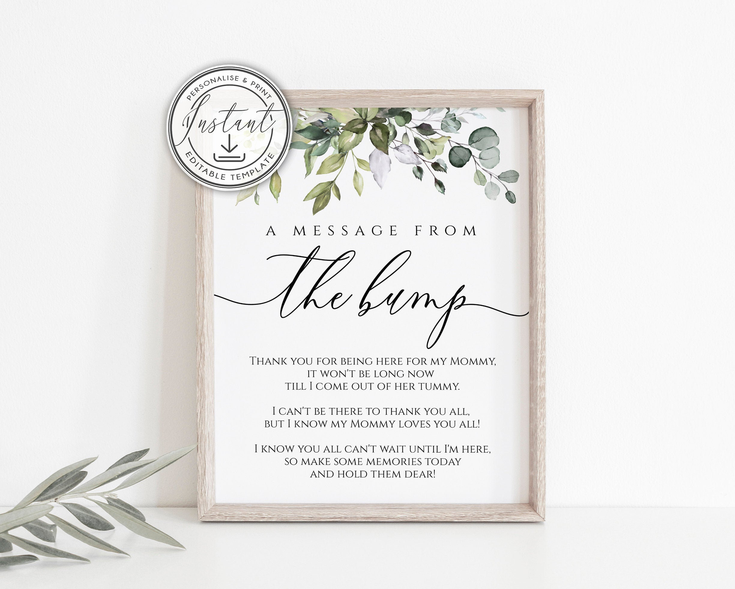 Message From the Bump Sign Editable Template Baby Shower - Etsy