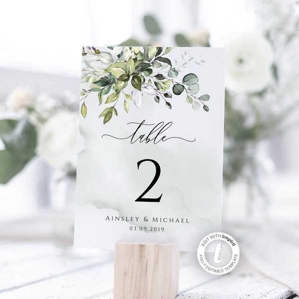 Watercolor Eucalyptus Table Numbers - Etsy