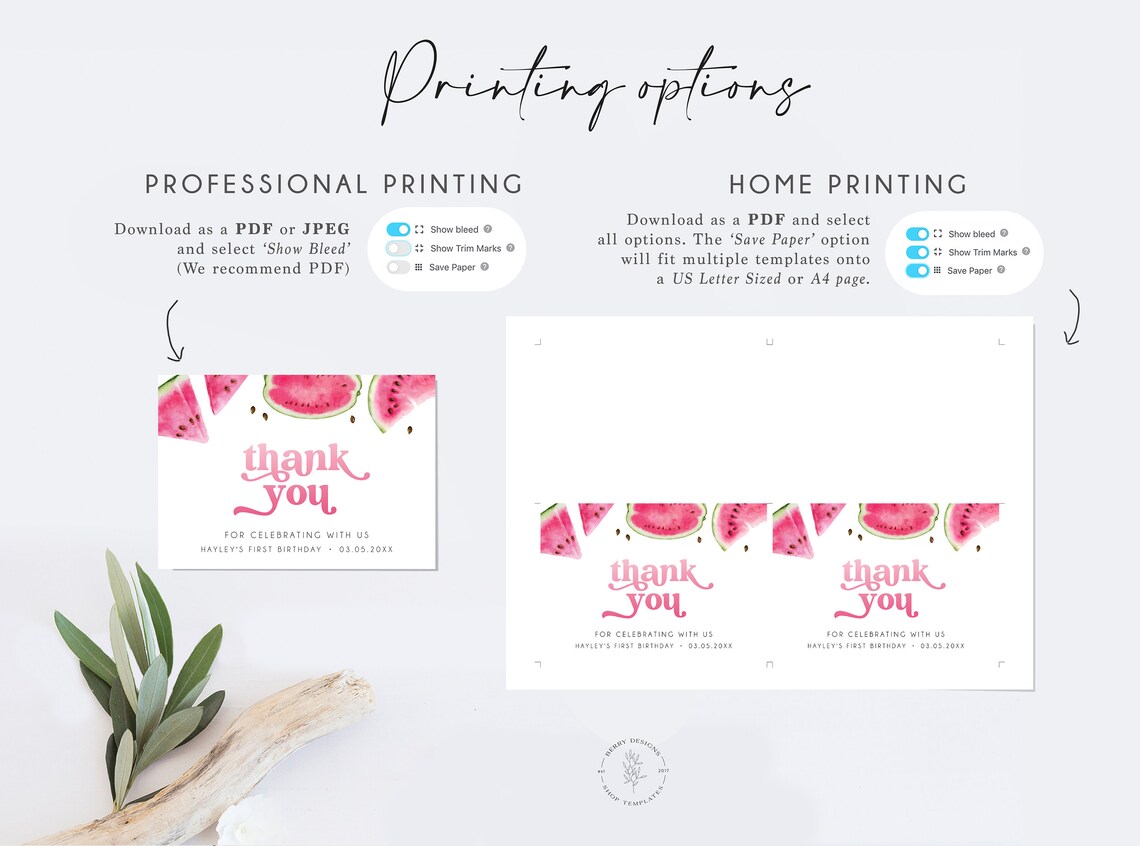 Watermelon Thank You Card Watermelon Themed Birthday - Etsy