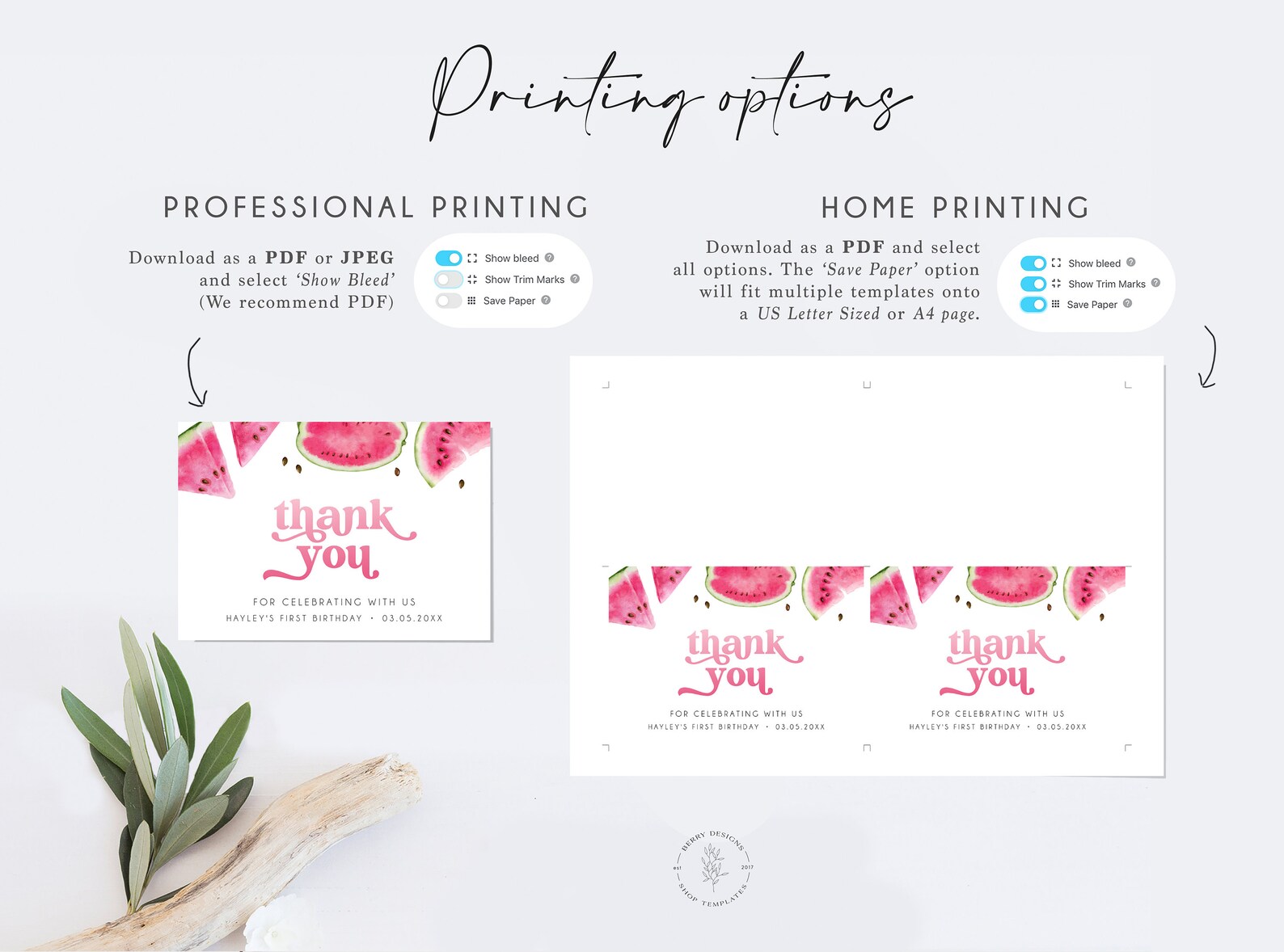 Watermelon Thank You Card Watermelon Themed Birthday - Etsy