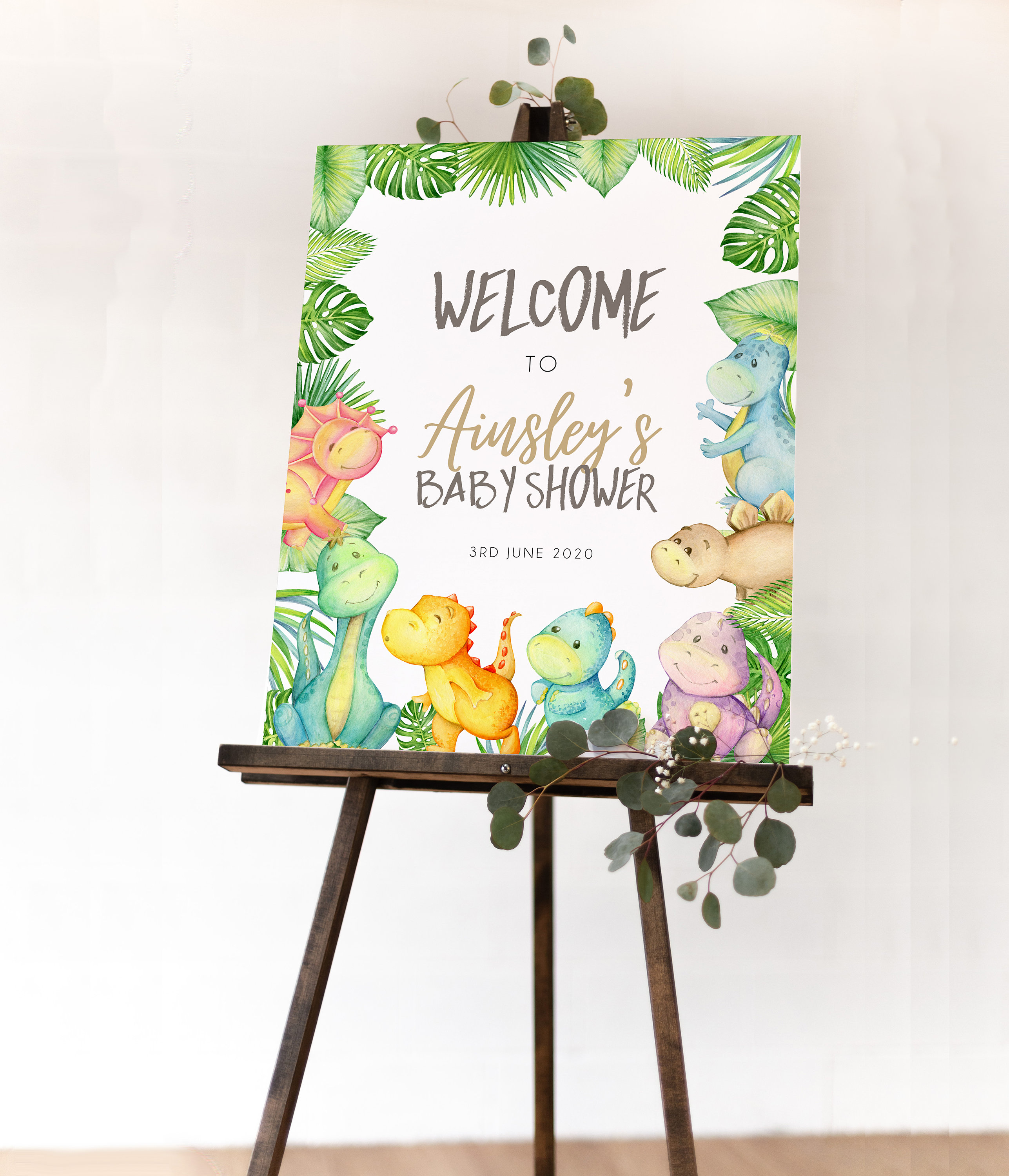 Dinosaur Welcome Sign Editable Template Dinosaur Baby Shower - Etsy