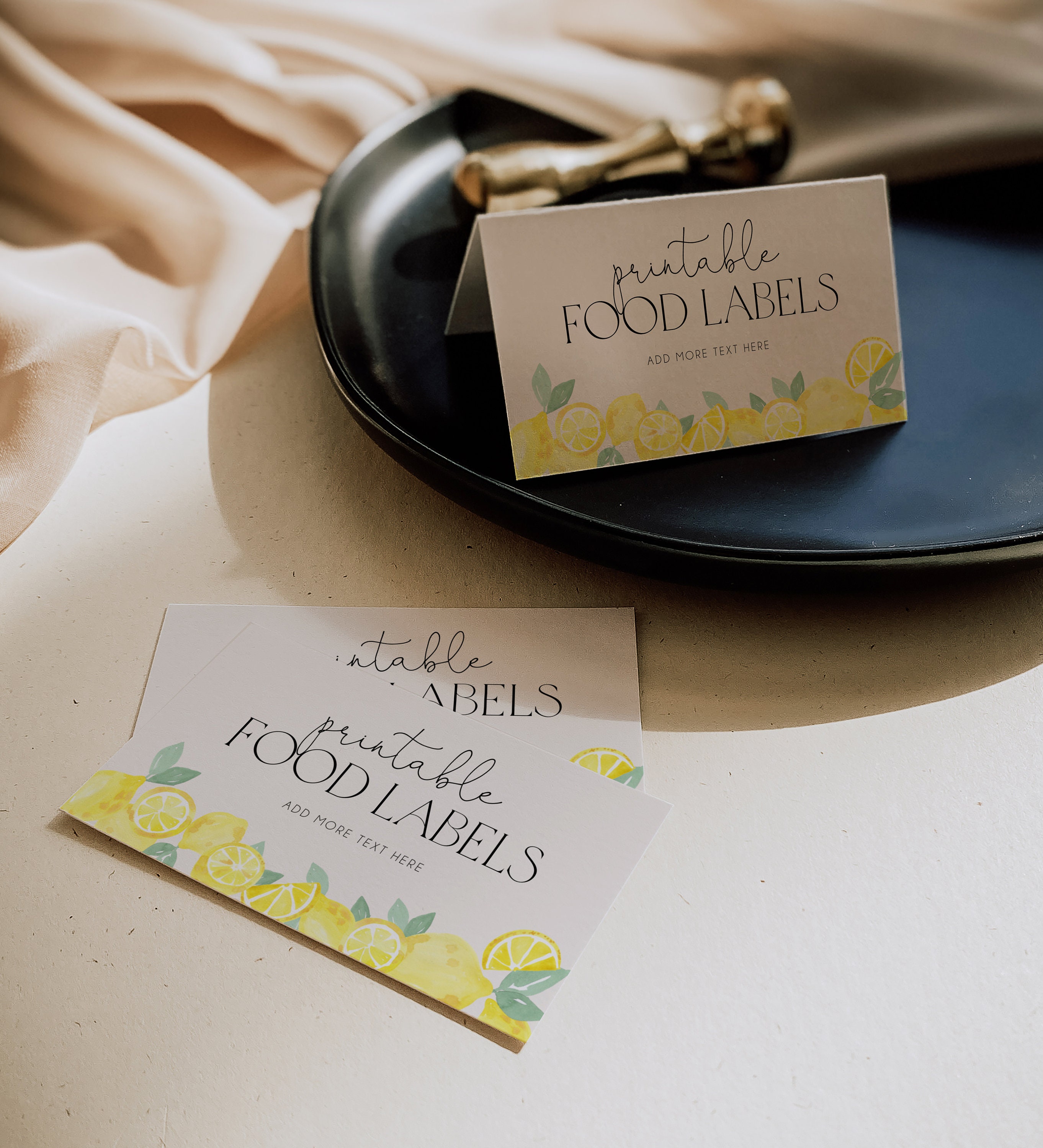 Lemon Food Label & Place Card Template Citrus Bridal Shower - Etsy