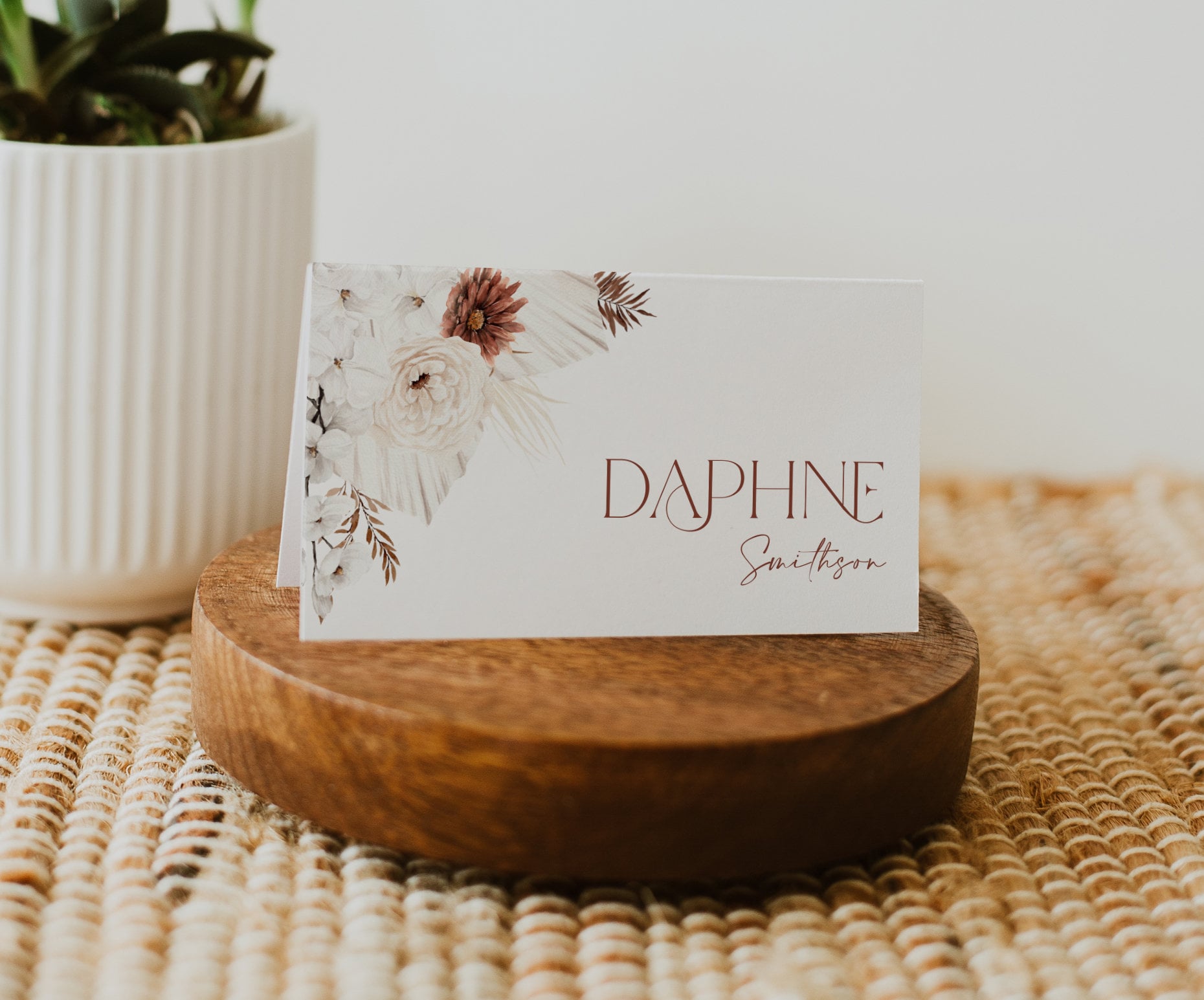 Boho Floral Wedding Place Cards Template, Bohemian Wedding Editable ...